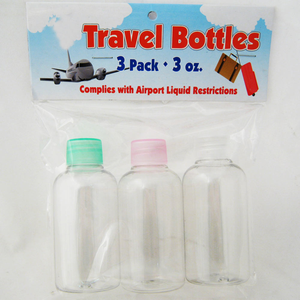 3 Travel Bottles Jar Container Carry On TSA Liquid Storage Set Clear ...